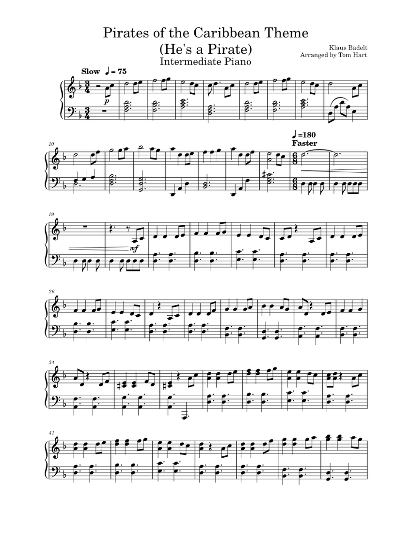 Pirates of the caribbean - main theme – Misc Soundtrack Sheet Music for ...