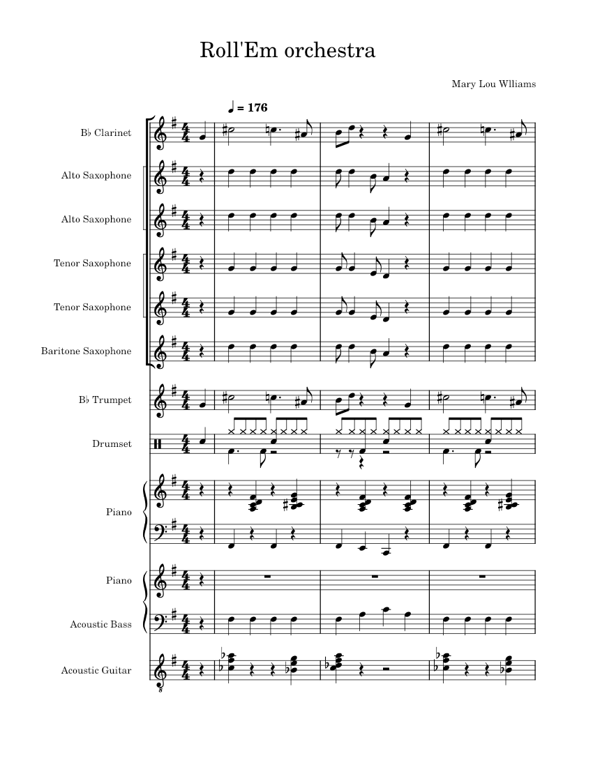 Roll'Em – Mary Lou Williams Roll'Em orchestra Sheet music for Piano ...