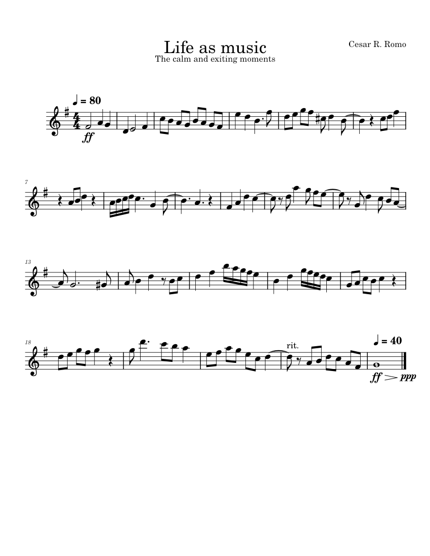 Life as music Sheet music for Trumpet in b-flat (Solo) | Musescore.com