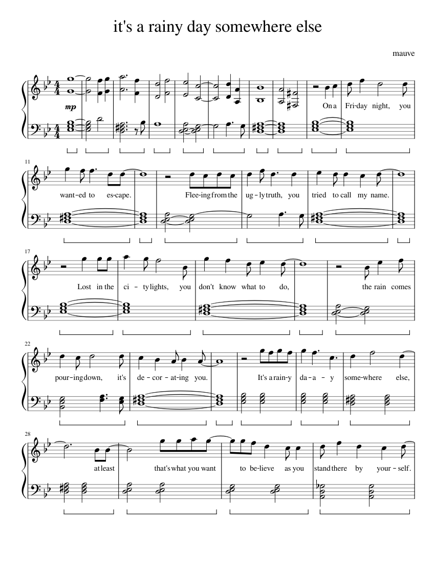 it's a rainy day somewhere else Sheet music for Piano (Solo ...