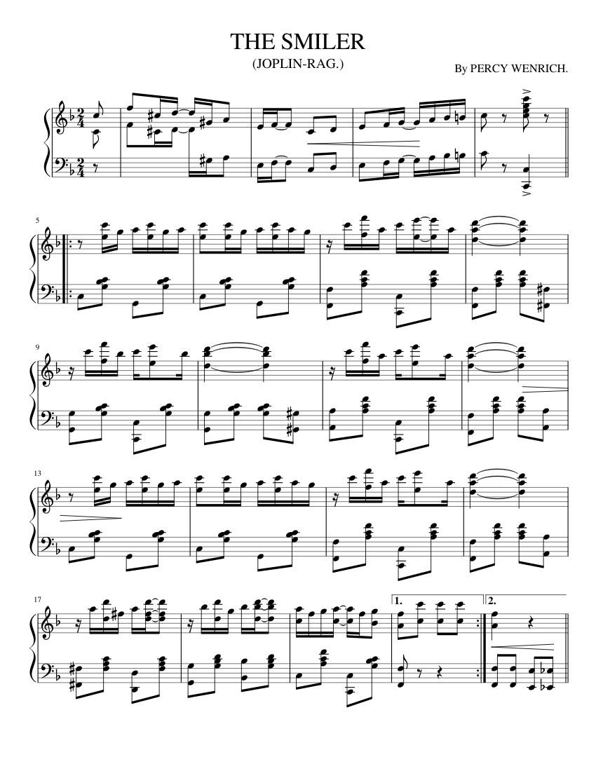 The Smiler (1907) Sheet Music for Piano (Solo) | MuseScore.com