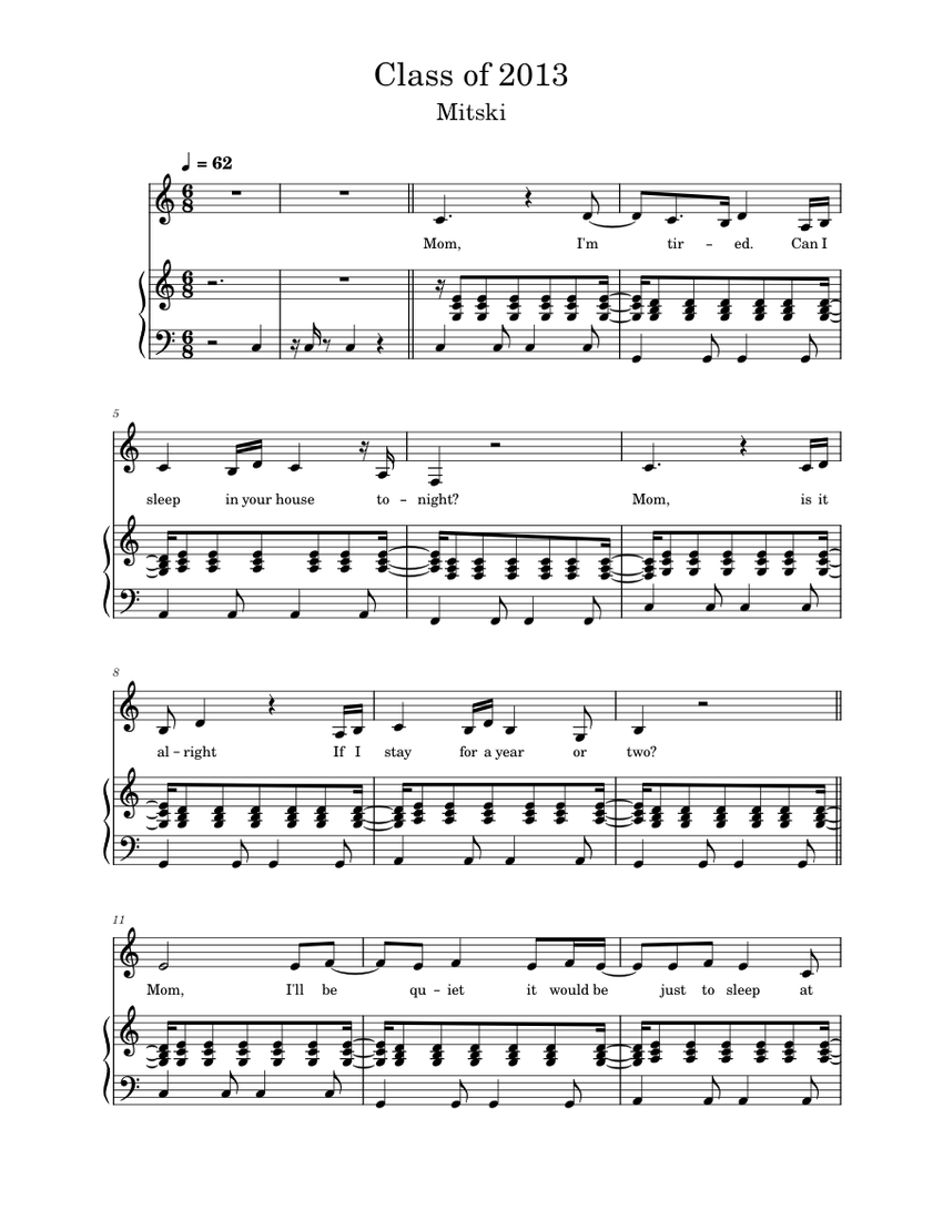 Class of 2013 – Mitski Sheet Music for Piano, Vocals (Piano-Voice ...
