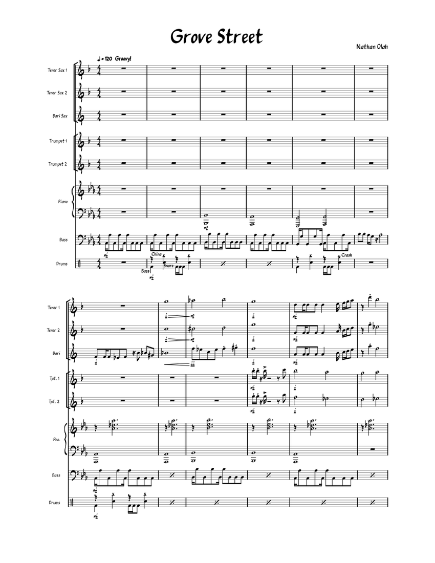 Grove Street Sheet Music for Piano, Saxophone tenor, Saxophone baritone ...