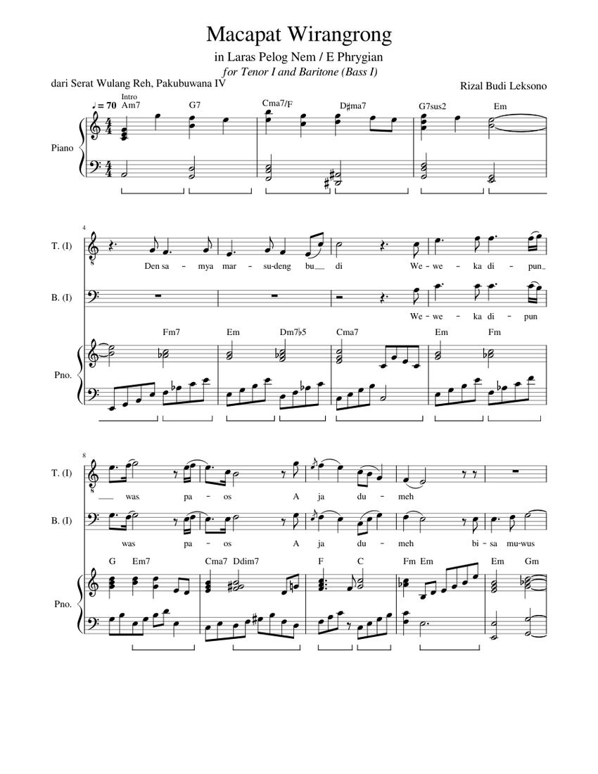 Wirangrong, Pakubuwana IV, Rizal Leksono Sheet music for Piano, Viola ...