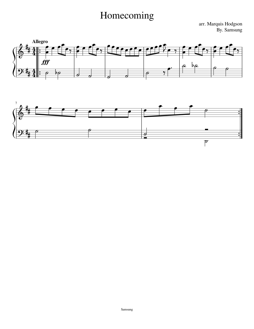 Homecoming Sheet Music for Piano (Solo) Easy | MuseScore.com