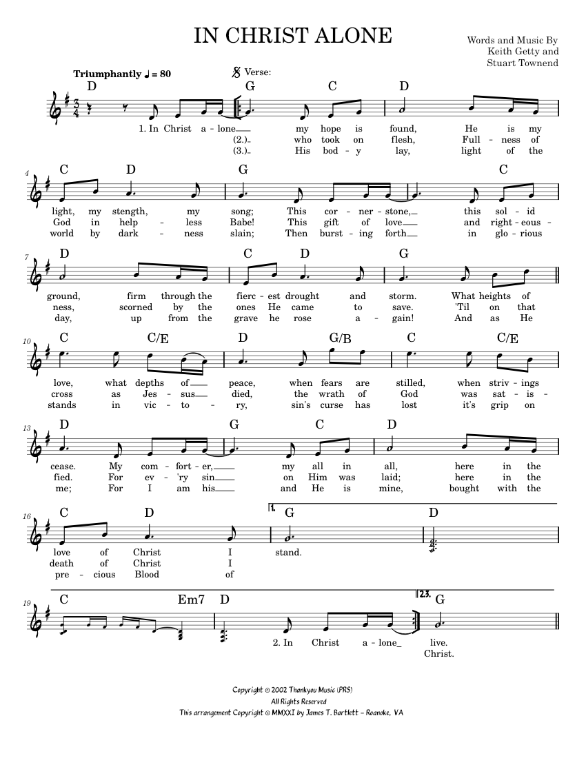 In Christ Alone [lead sheet] Sheet Music with Chords for Piano (Solo ...