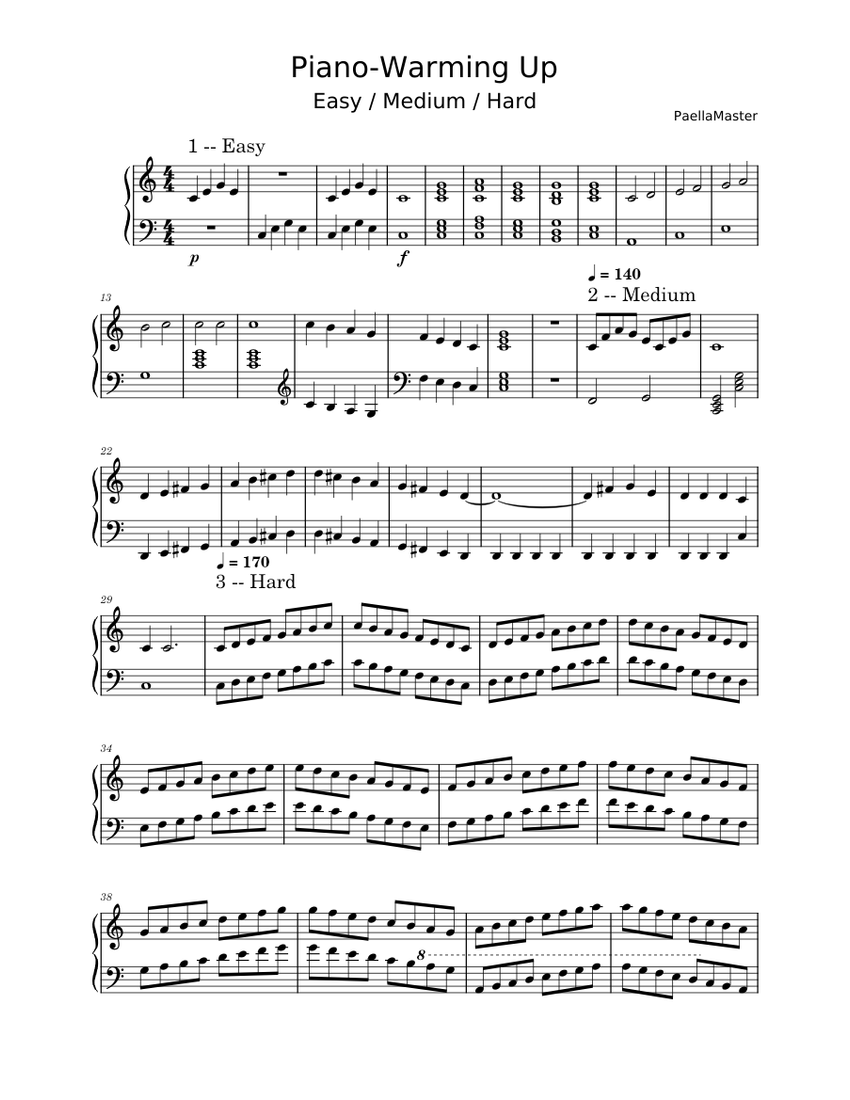 Piano-Warming Up Sheet music for Piano (Solo) Easy | Musescore.com