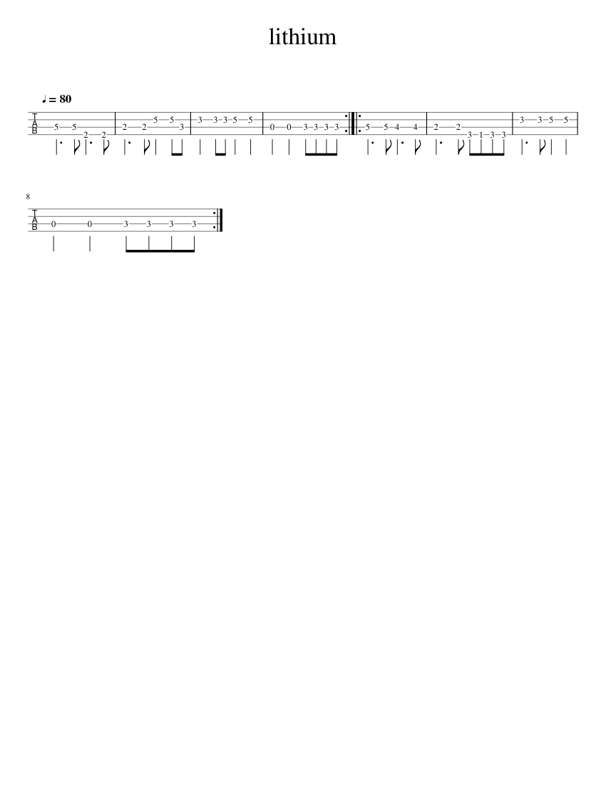 lithium - Nirvana Sheet music for Bass guitar (Solo) | Musescore.com