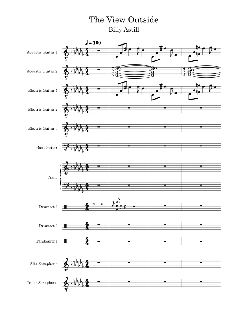 The View Outside Sheet music for Piano, Tambourine, Saxophone alto ...