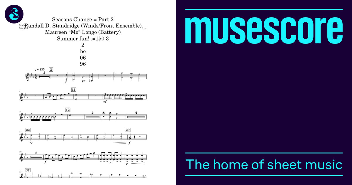 Part 2 - Seasons Change - Mallets 1 - Metallic Sheet Music for Violin ...