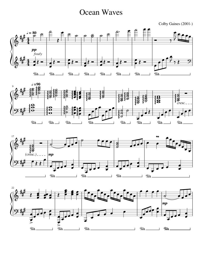 Ocean Waves Sheet music for Piano (Solo) | Musescore.com