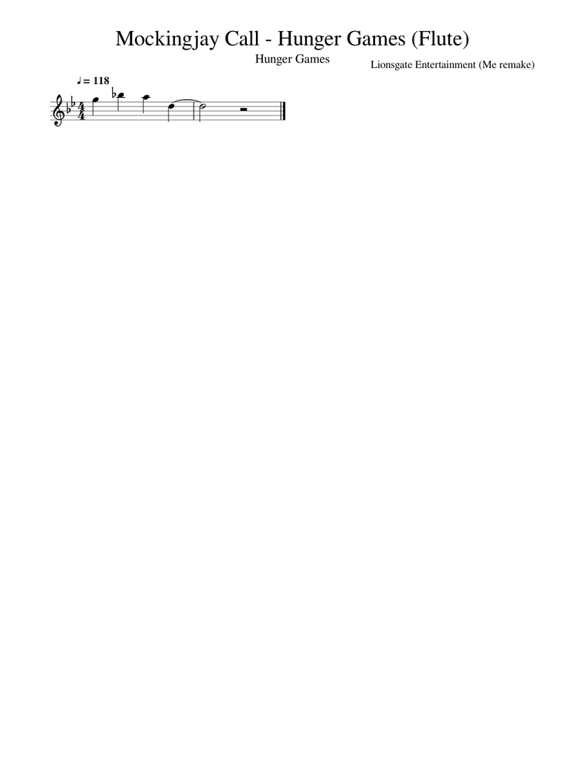 Mockingjay Call - Hunger Games (Flute) Sheet Music for Flute (Solo ...