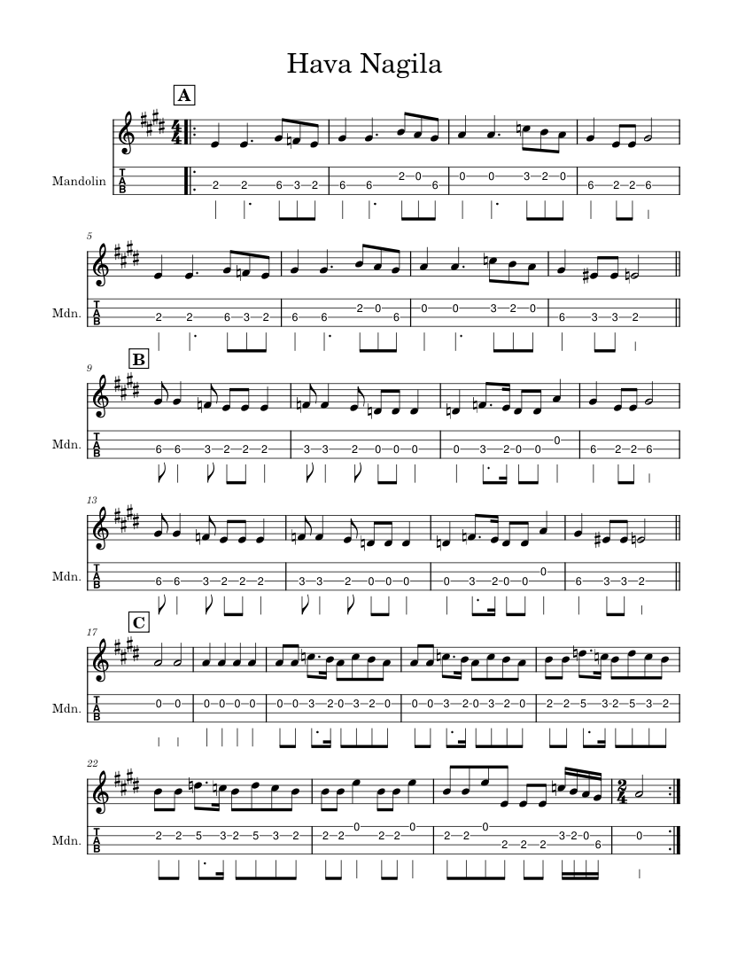 Hava nagila – Misc Traditional Hava Nagila – Misc Traditional Sheet ...