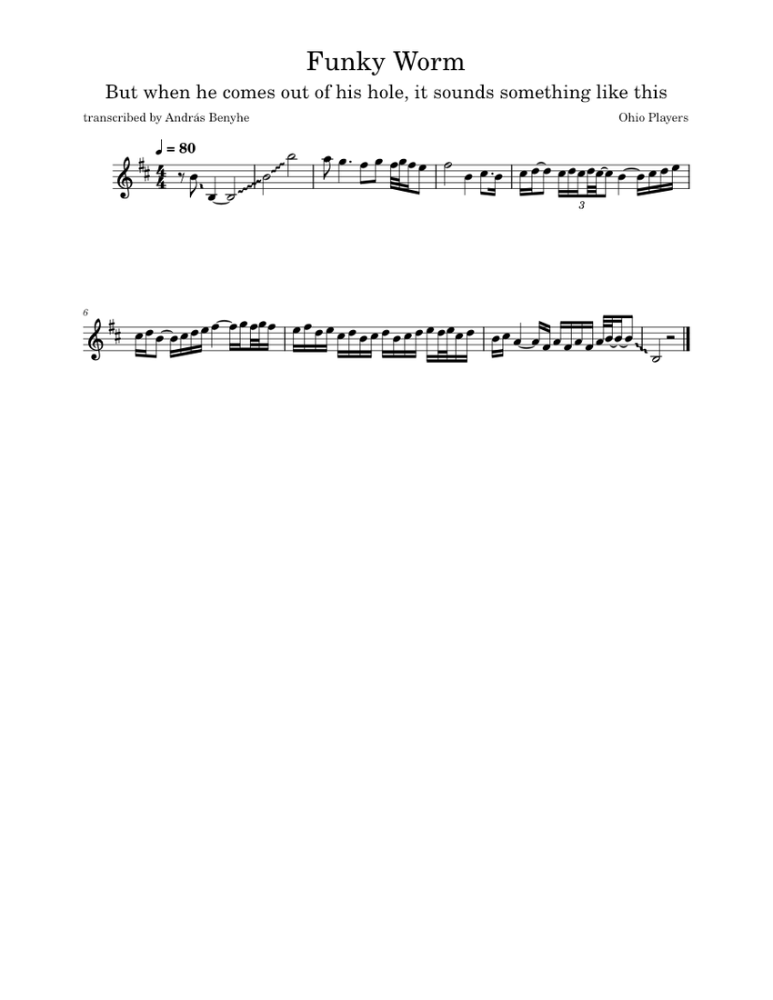 Funky Worm Sheet Music for Clarinet in b-flat (Solo) | MuseScore.com