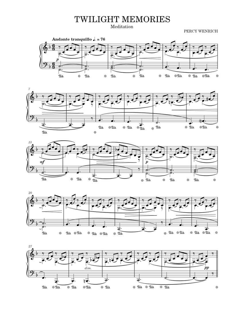 Twilight Memories (1916) Sheet Music for Piano (Solo) Easy | MuseScore.com