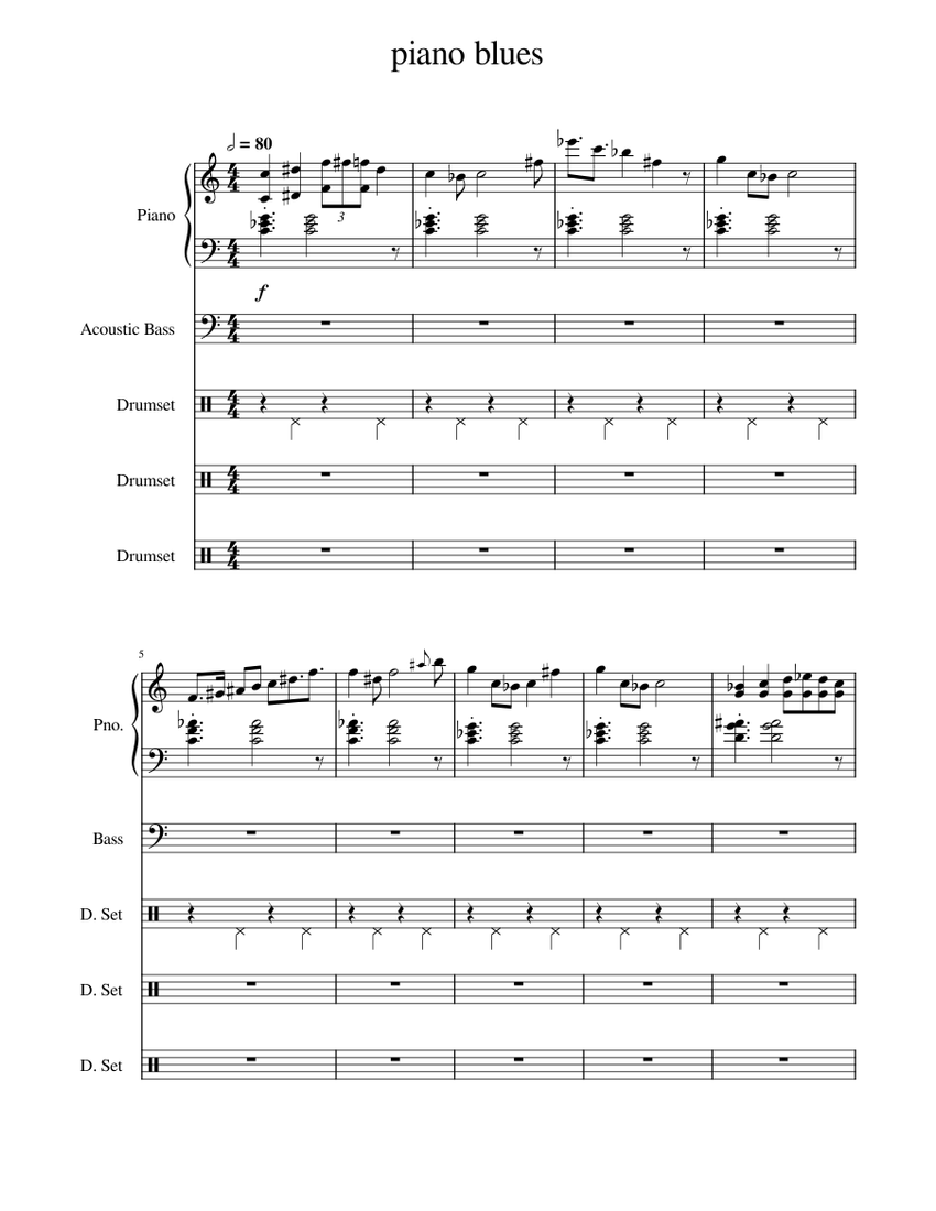 piano_blues Sheet music for Piano, Bass guitar, Drum group (Mixed ...