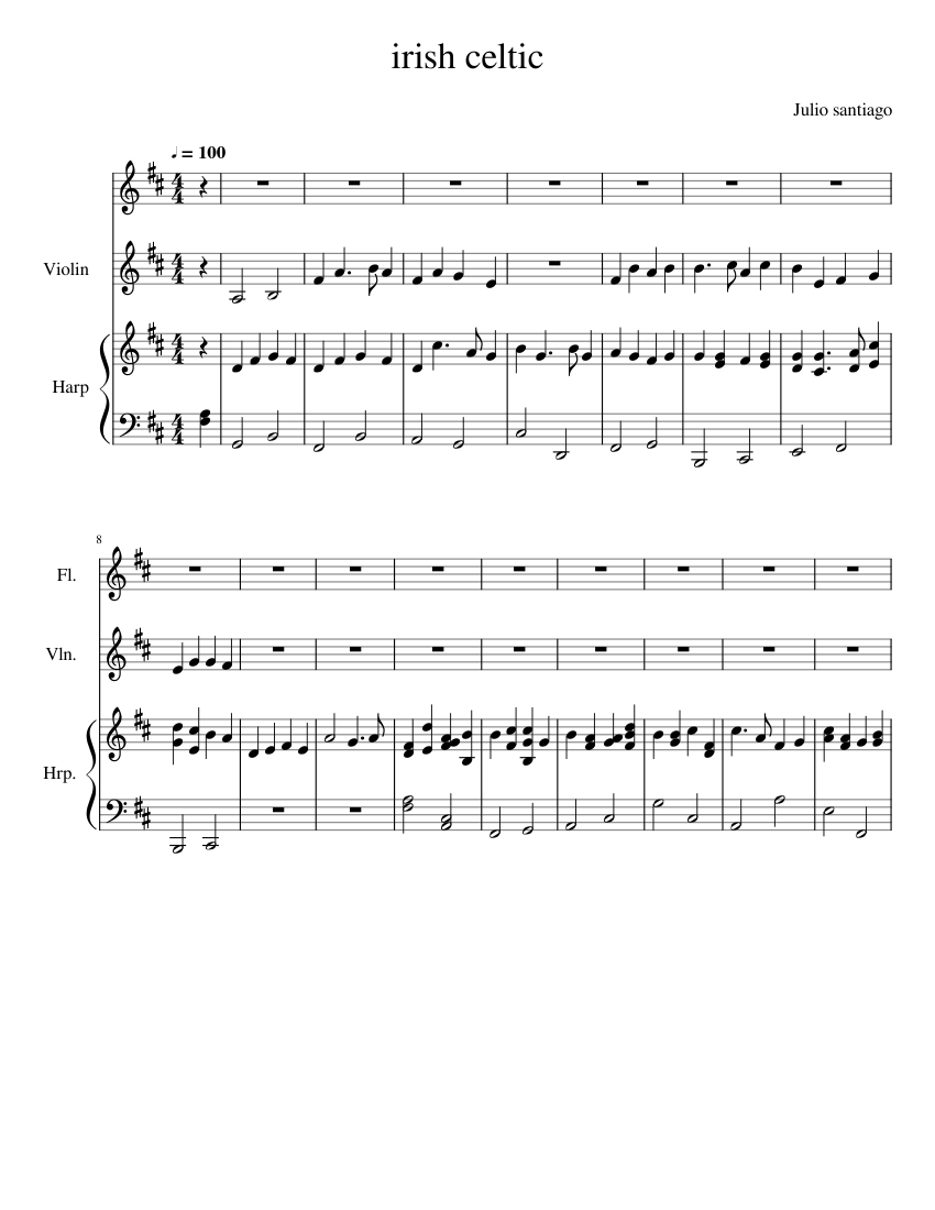 irish celtic Sheet Music for Flute, Violin, Harp (Mixed Trio ...