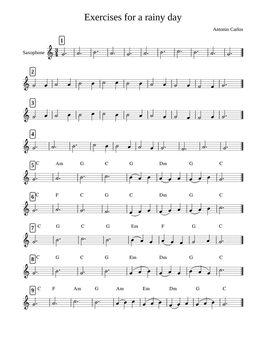 Exercises for a rainy day Sheet music for Saxophone tenor (Solo ...