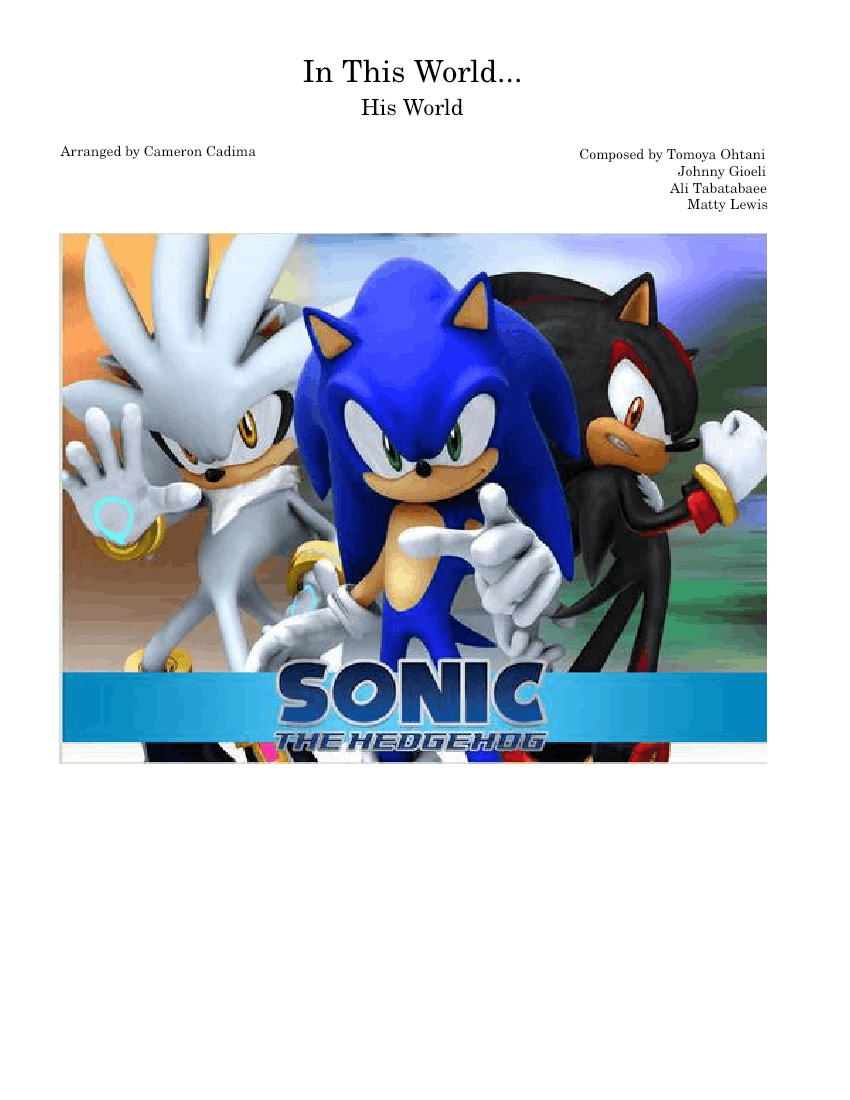 His World (Sonic 06) Sheet Music for Piano, Vocals, Trumpet in b-flat ...