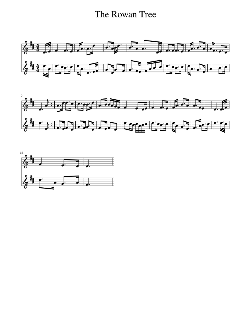 The Rowan Tree Sheet music for Piano (Piano Duo) | Musescore.com