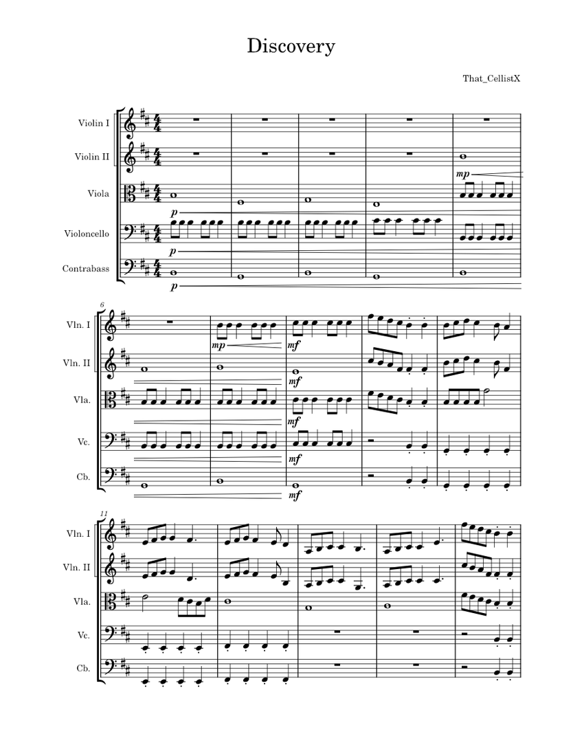 Discovery Sheet music for Contrabass, Violin, Viola, Cello (String ...