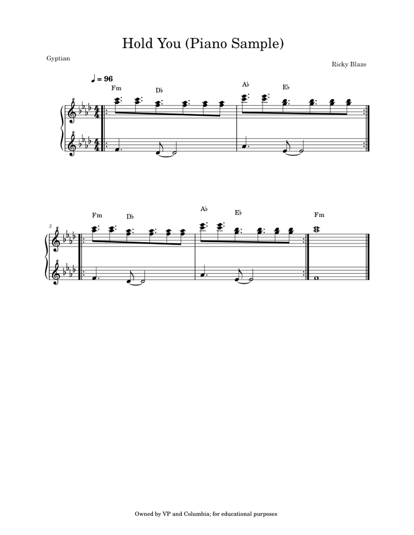 Hold yuh – Gyptian Sheet Music with Chords for Piano (Solo) easy | MuseScore.com
