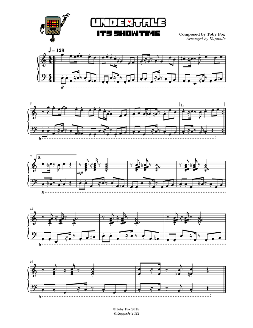 049: It's Showtime! | Undertale Sheet Music for Piano (Solo) Easy ...