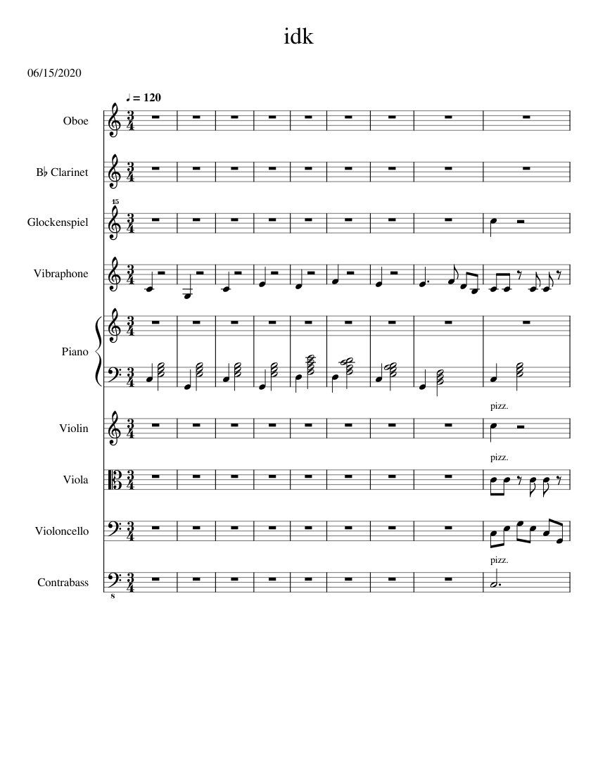idk Sheet music for Piano, Oboe, Clarinet in b-flat, Contrabass & more ...