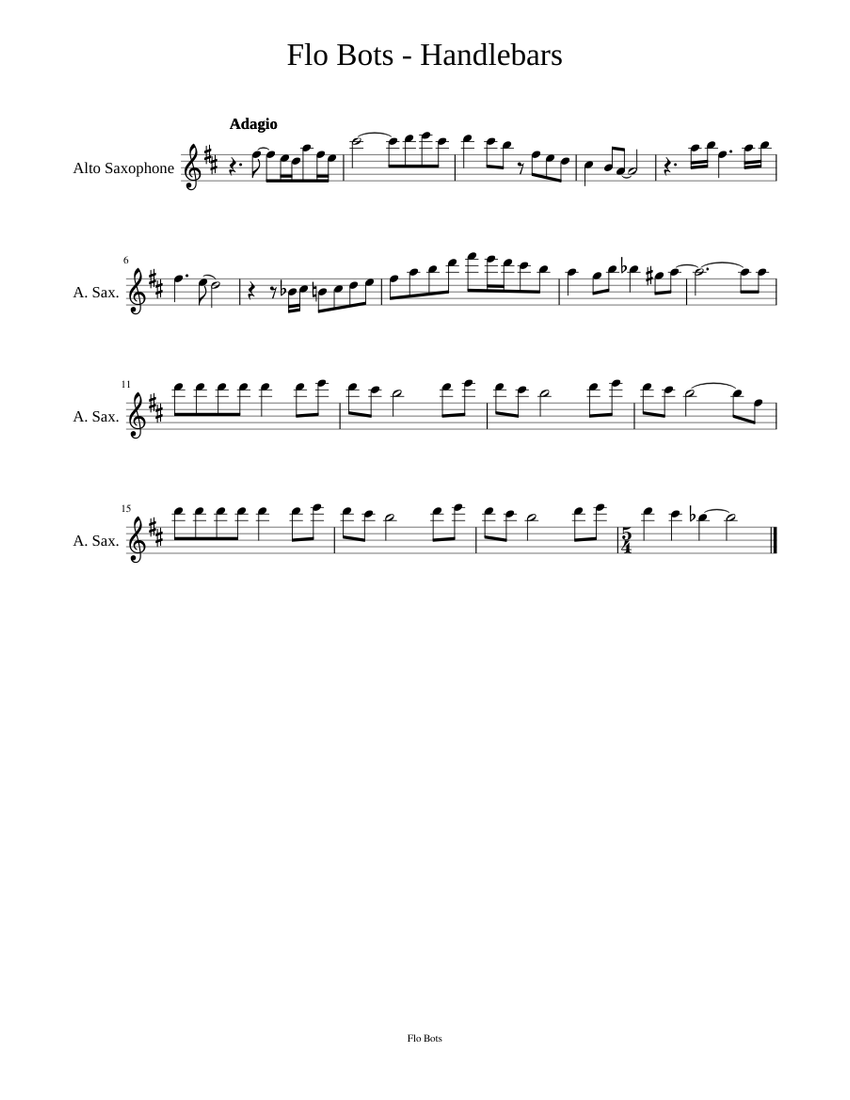 Flo Bots - Handlebars Sheet music for Saxophone alto (Solo) | Musescore.com
