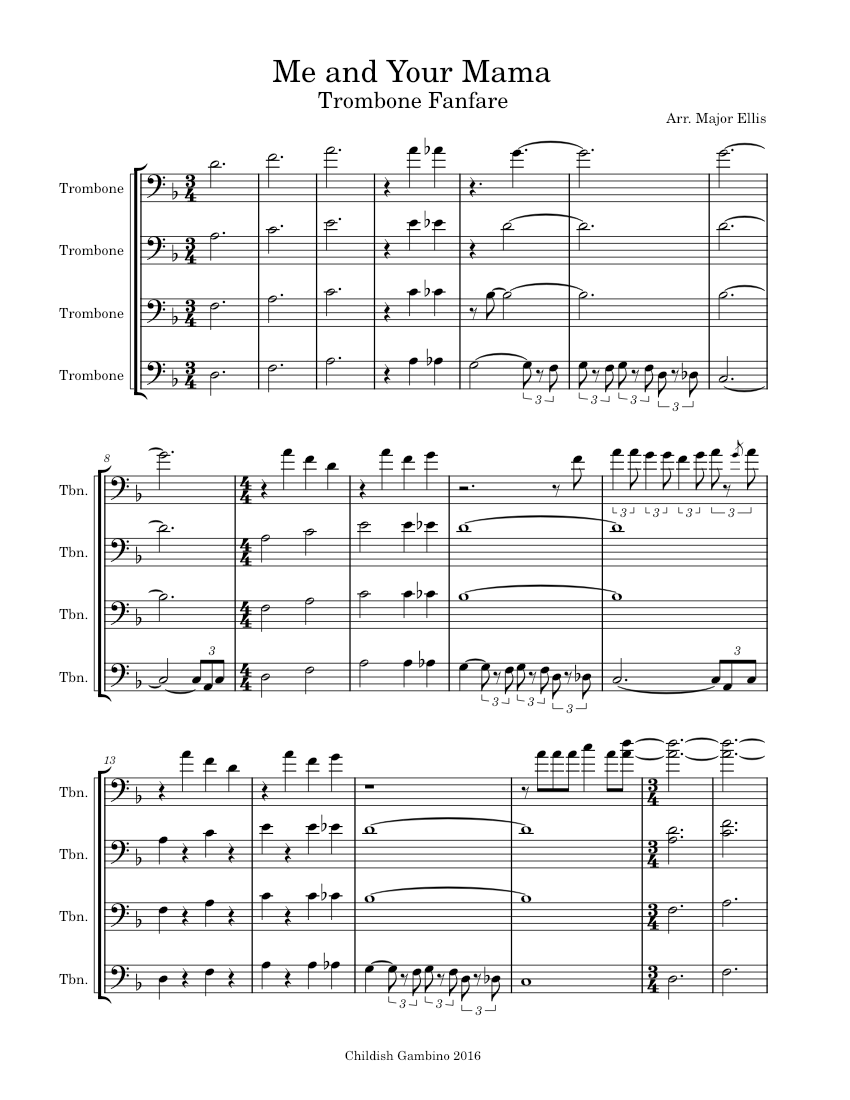 Me and your mama – Childish Gambino Me and Your Mama Sheet music for ...