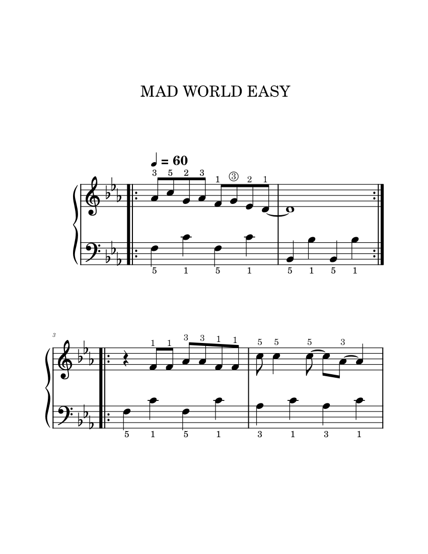 Mad world – Gary Jules Sheet music for Piano (Solo) Easy | Musescore.com