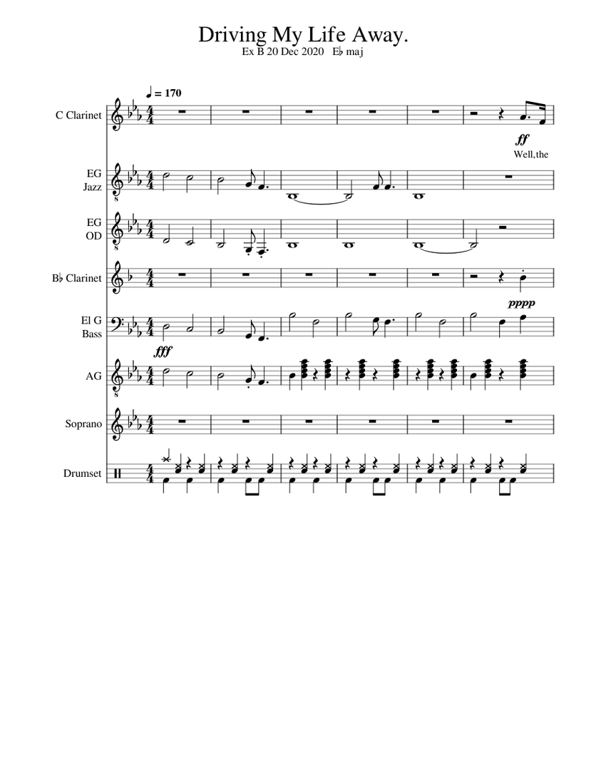 Driving My Life Away Sheet music for Soprano, Clarinet in b-flat ...