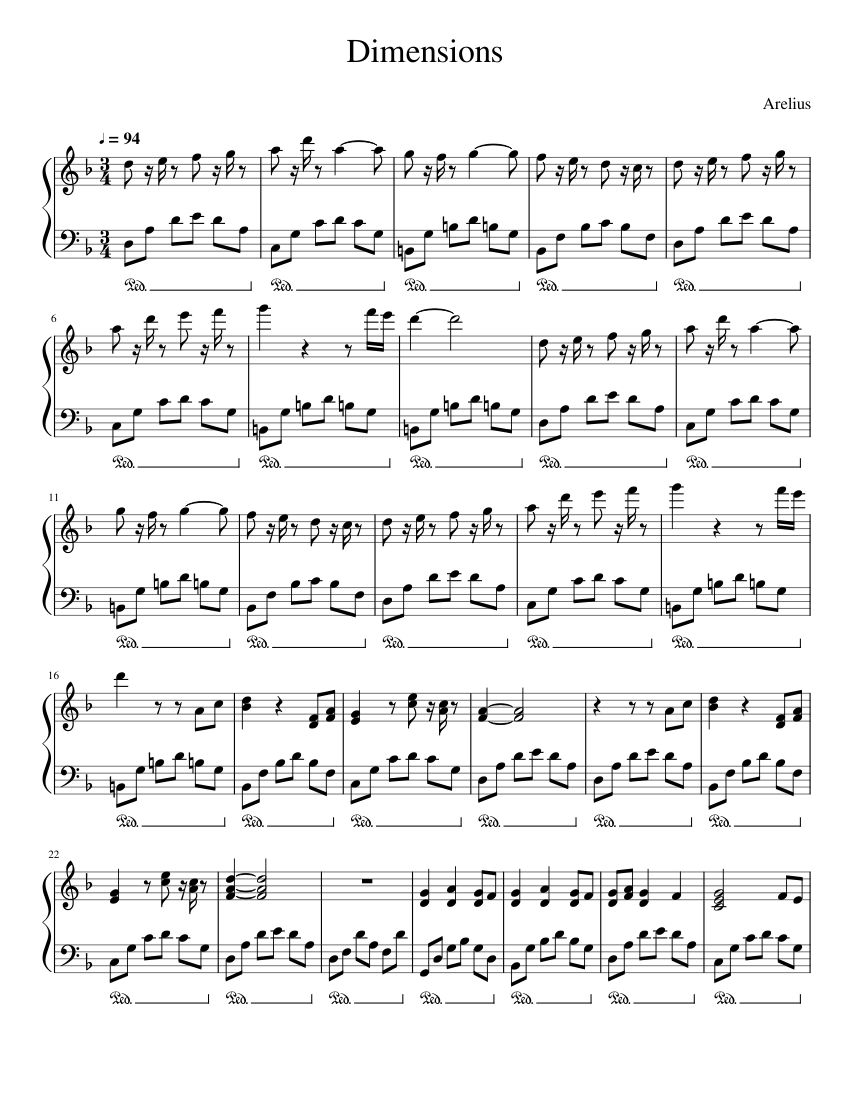 Dimensions Sheet Music for Piano (Solo) easy | MuseScore.com