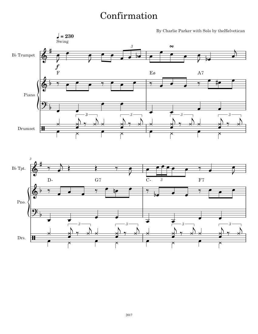 Confirmation – Charlie Parker Sheet Music with Chords for Piano ...