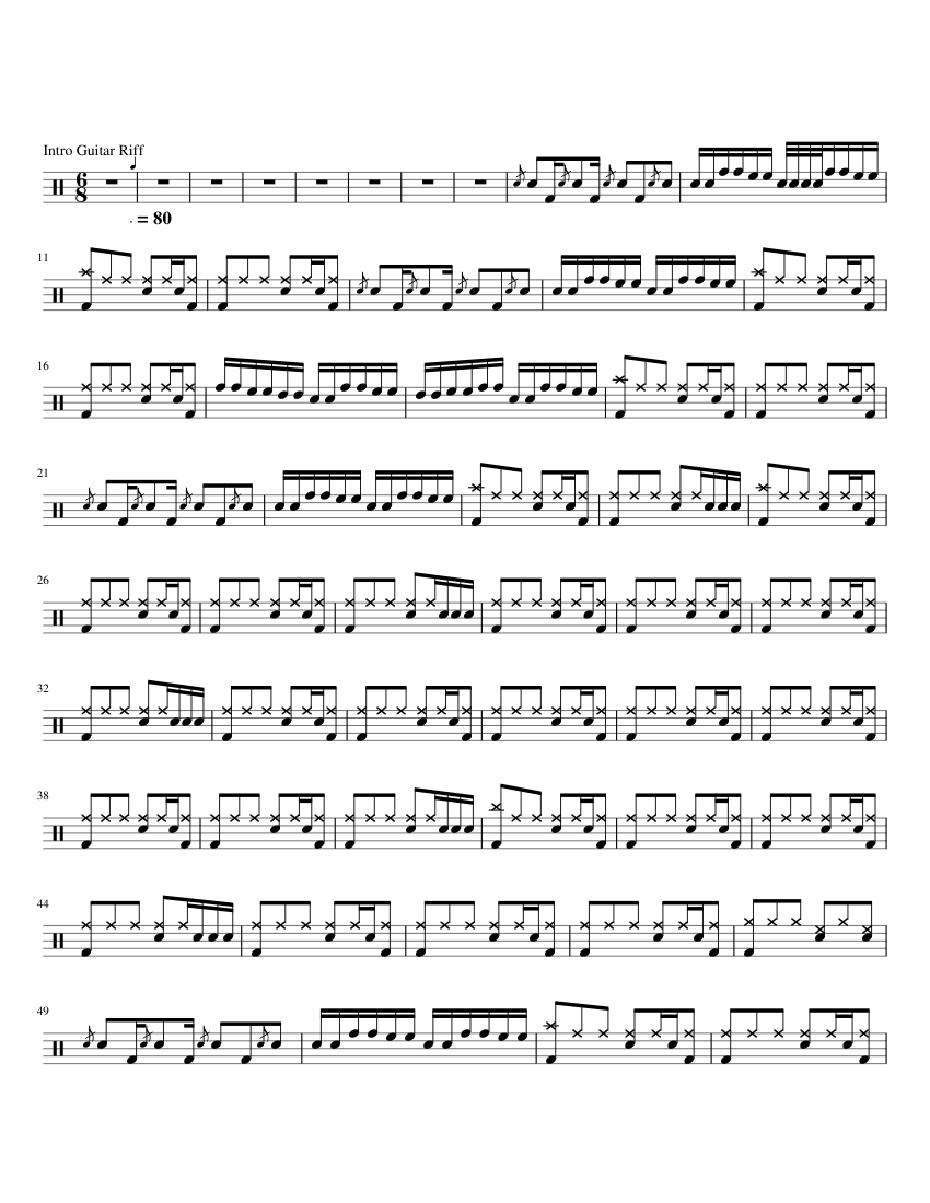 Toxicity Drum Set Part Sheet Music for Drum group (Solo) | MuseScore.com