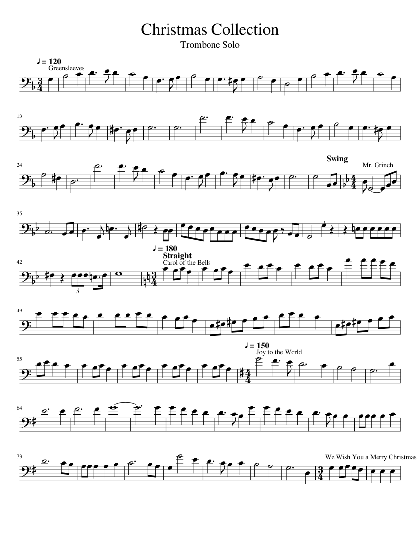 Christmas Collection (Trombone Solo) Sheet Music for Trombone (Solo ...