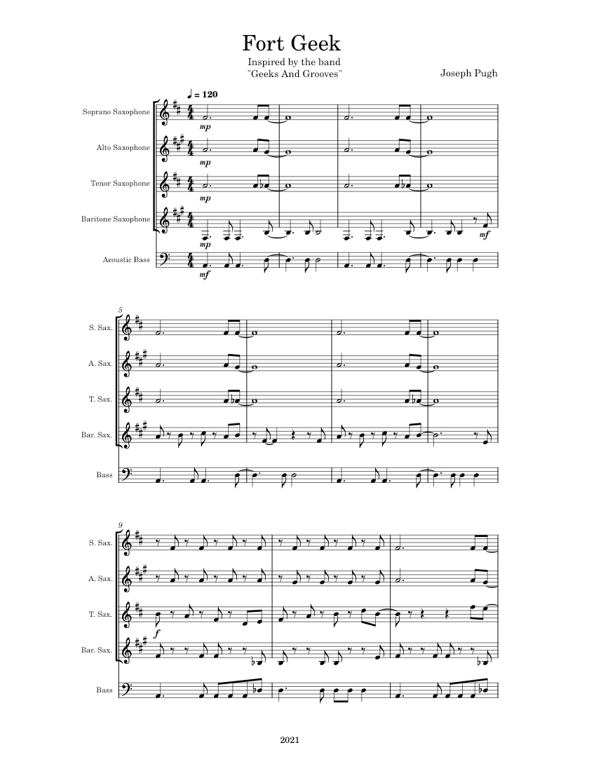 Fort_Geek ( Sax Quartet) Sheet music for Saxophone alto, Saxophone ...