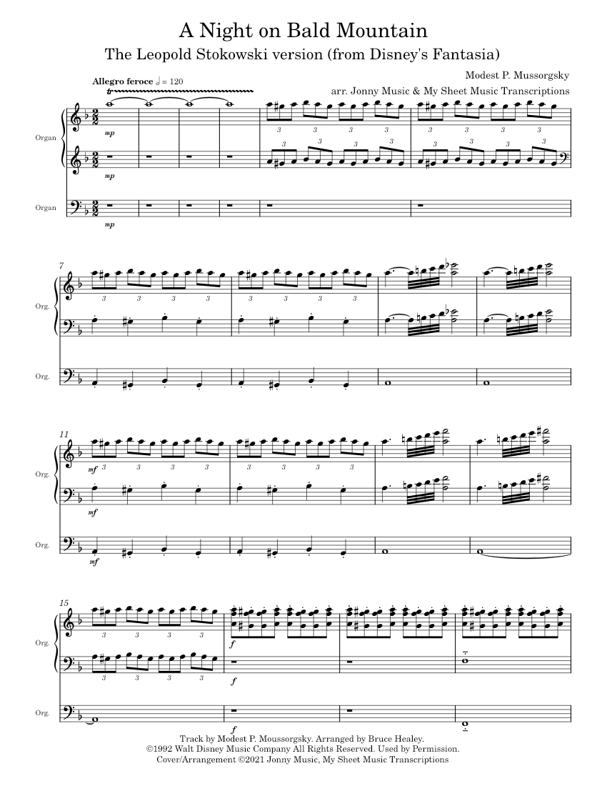 A Night On Bald Mountain (M. Mussorgsky) Organ Cover Sheet Music for ...