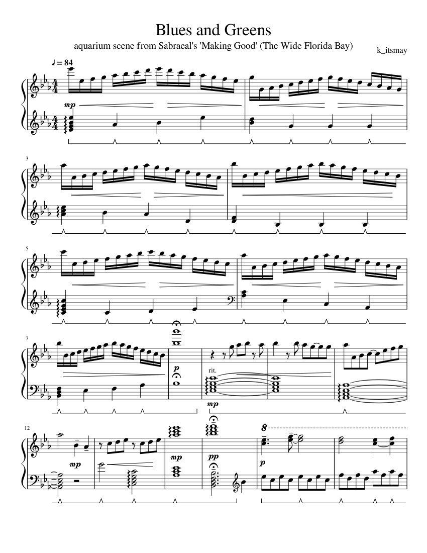 Blues and Greens Sheet Music for Piano (Solo) | MuseScore.com