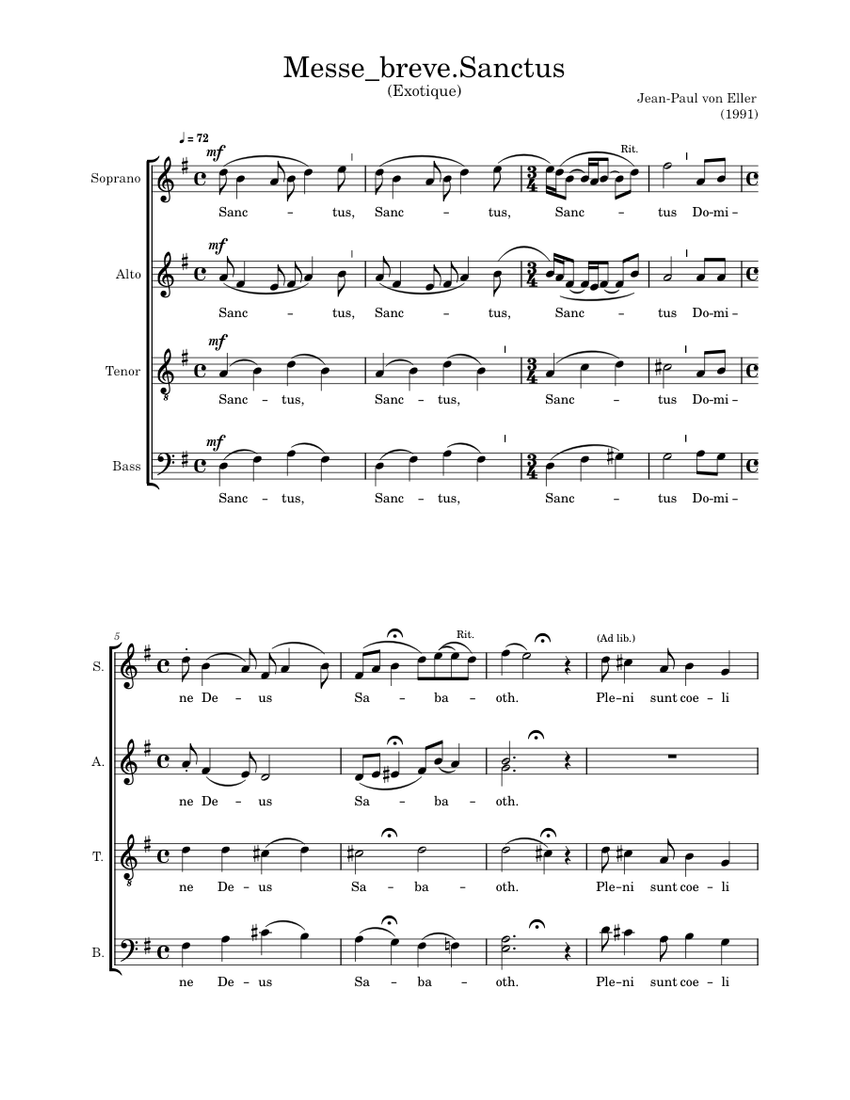 Messe Breve – Jean-Paul von Eller Sanctus - piano tutorial