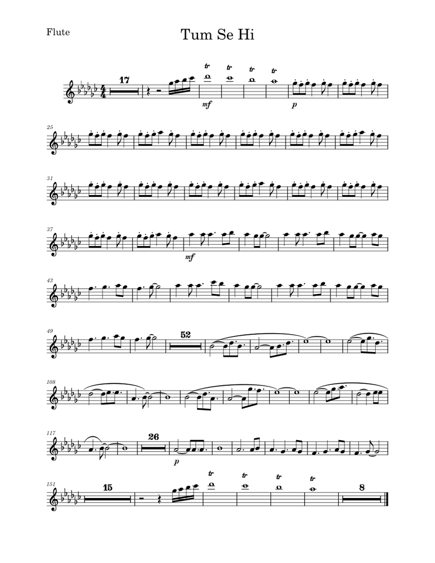 Tum Se Hi 04 18 22-Flute Sheet Music for Flute (Solo) | MuseScore.com