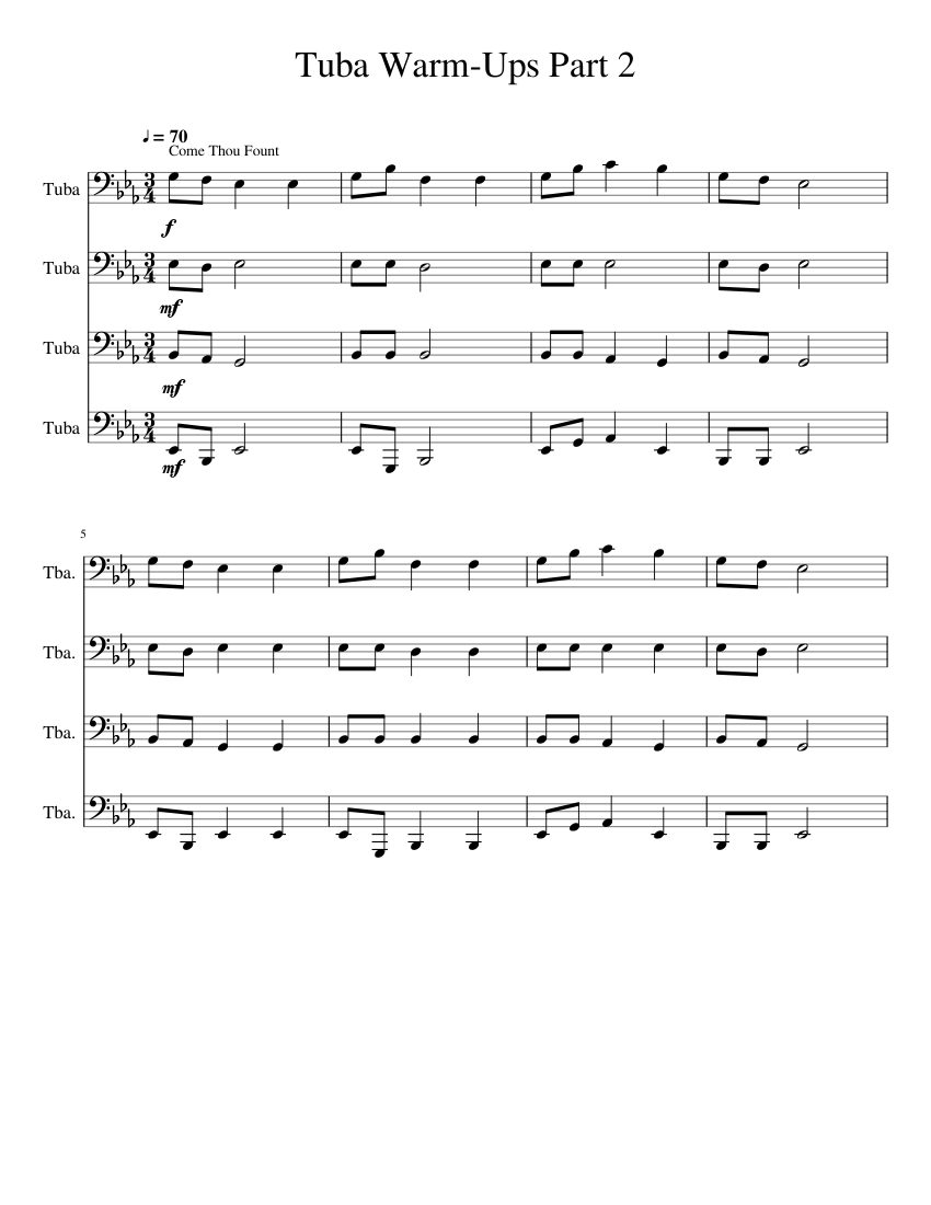 Tuba Warm-Ups Part 2 Sheet music for Tuba (Mixed Quartet) | Musescore.com
