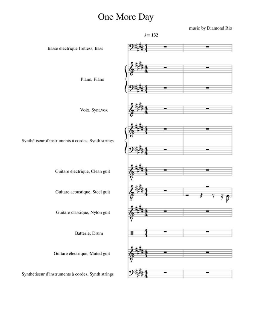 One more day by Diamond Rio Sheet Music for Piano, Vocals, Guitar, Bass ...