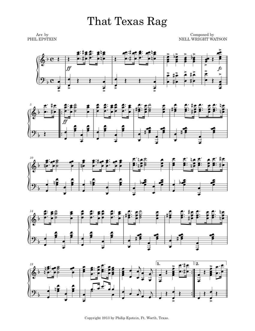 That Texas Rag (1913) Sheet Music for Piano (Solo) | MuseScore.com