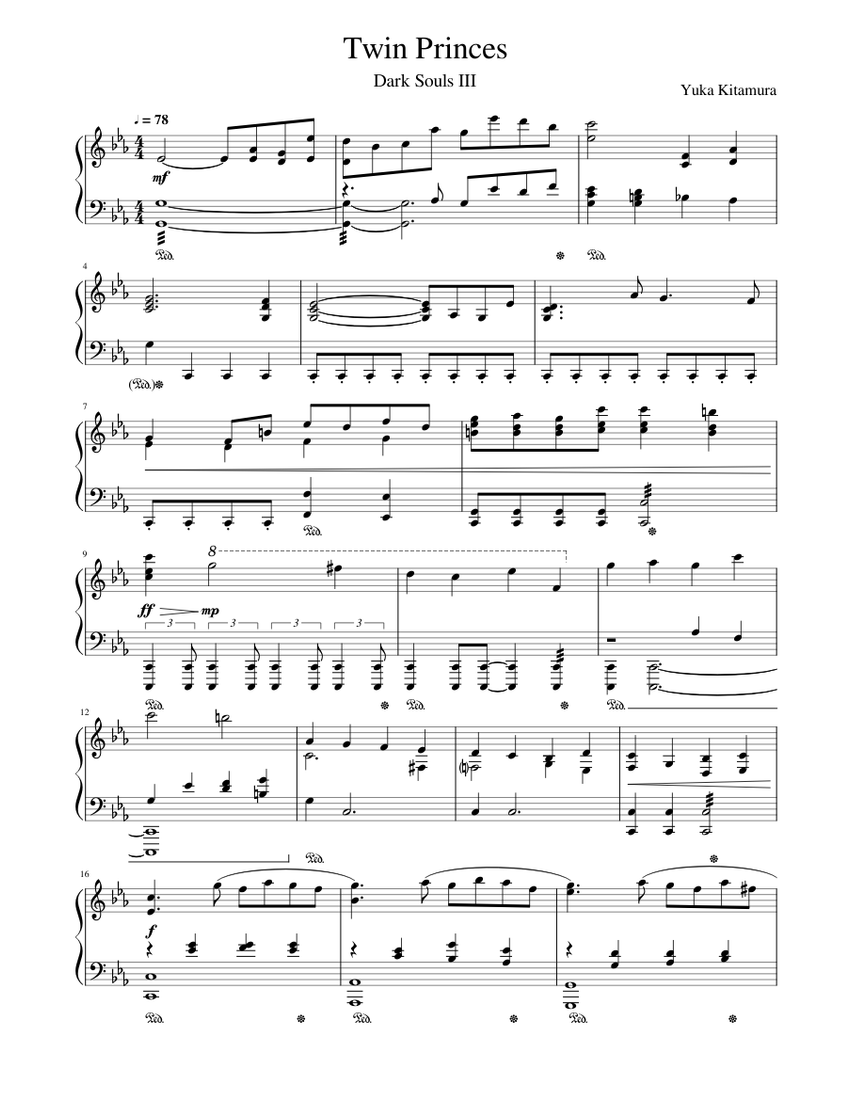 Twin Princes - Yuka Kitamura Sheet Music with Chords for Piano (Solo ...