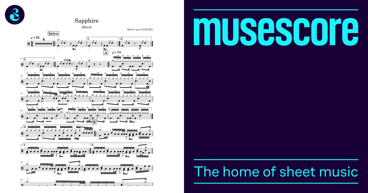 Sapphire – Alcest Sheet Music for Drum group (Solo) | MuseScore.com