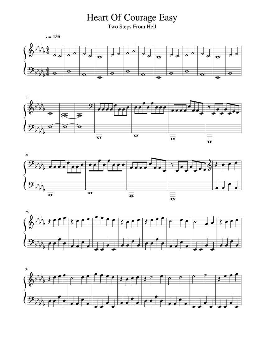 Heart Of Courage Easy Sheet Music for Piano (Solo) | MuseScore.com