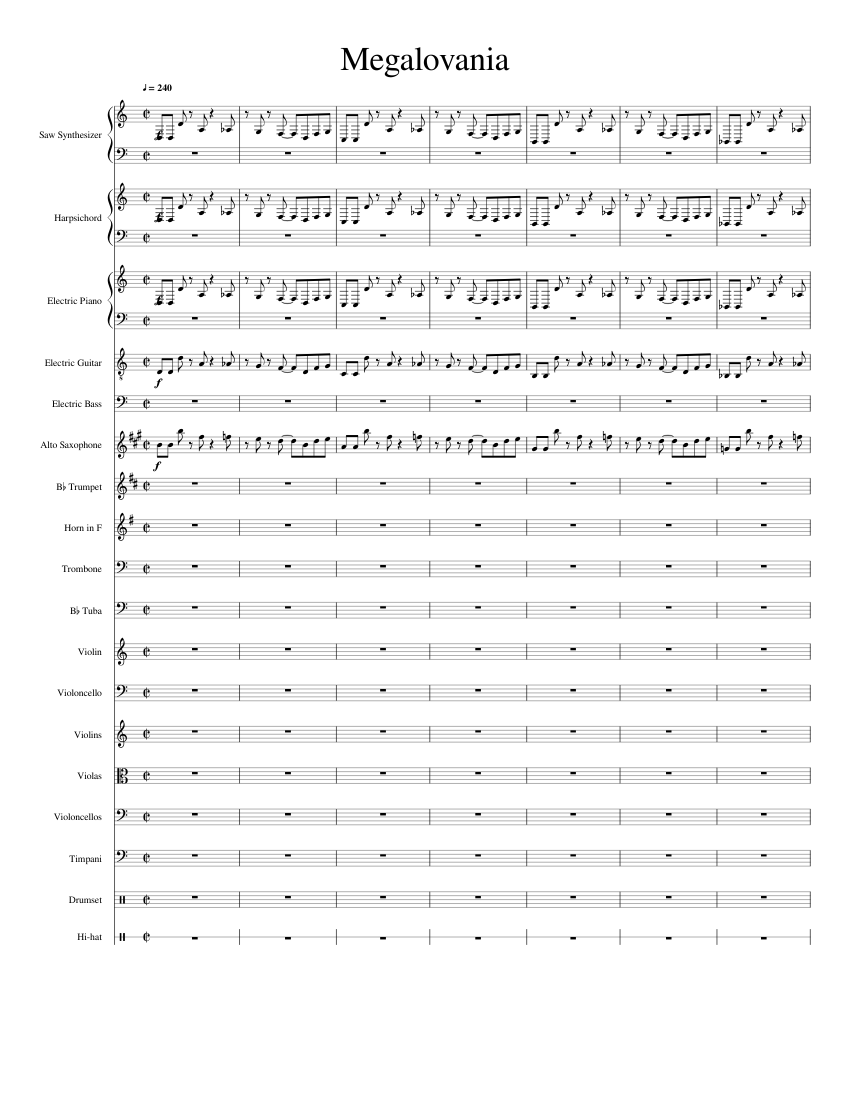 Undertale - Megalovania Sheet music for Piano, Trombone, Harpsichord, Tuba & more instruments ...