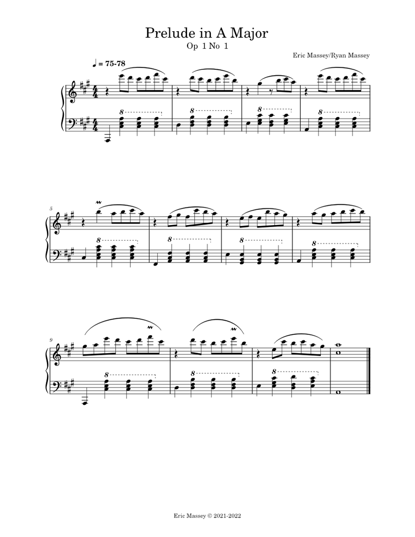 Op 1 No 1 - Eric Massey Sheet music for Piano (Solo) Easy | Musescore.com