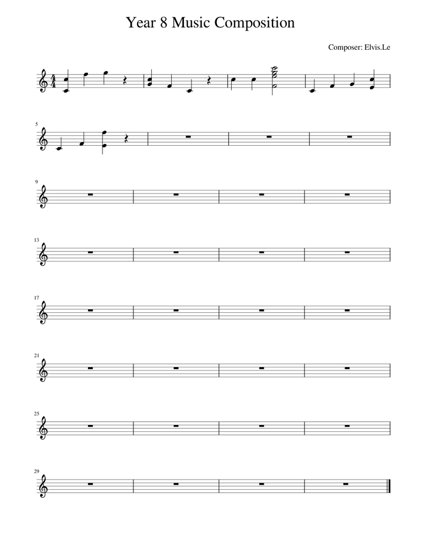 Year 8 Music Composition Sheet music for Piano (Solo) | Musescore.com